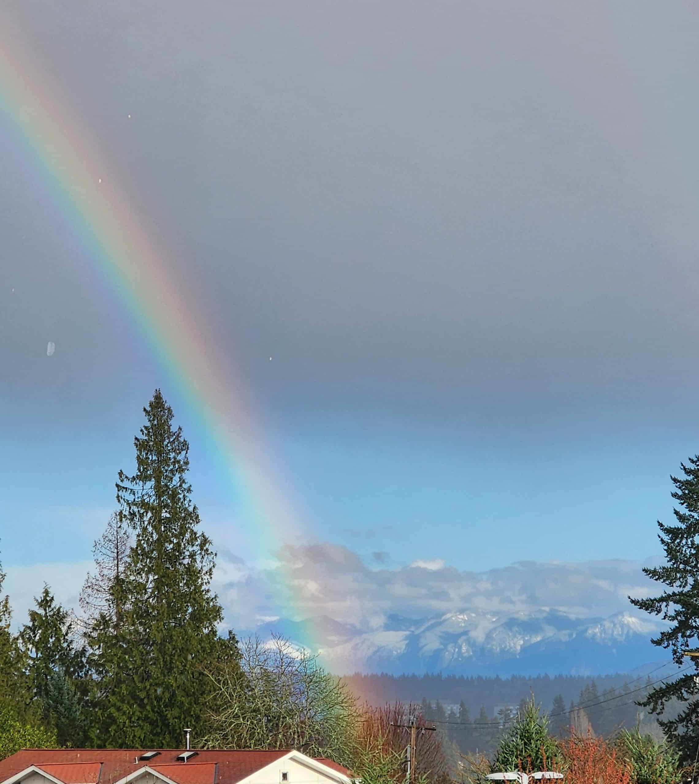 Rainbow over snow capped Cascade Mountains. - Clyde Hill Coalition ...